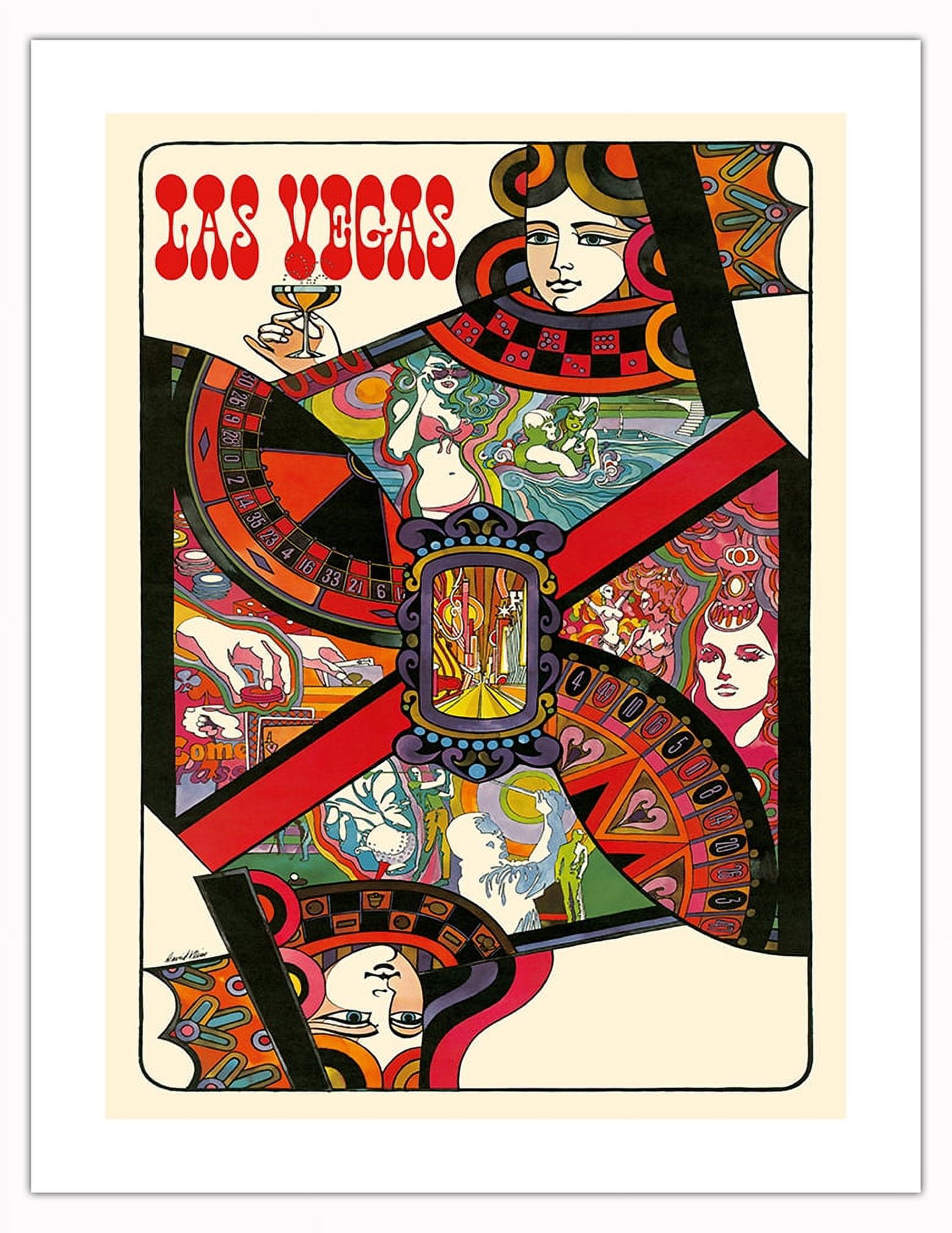 Las Vegas Nevada - Queen Playing Card - Vintage Travel Poster by David ...