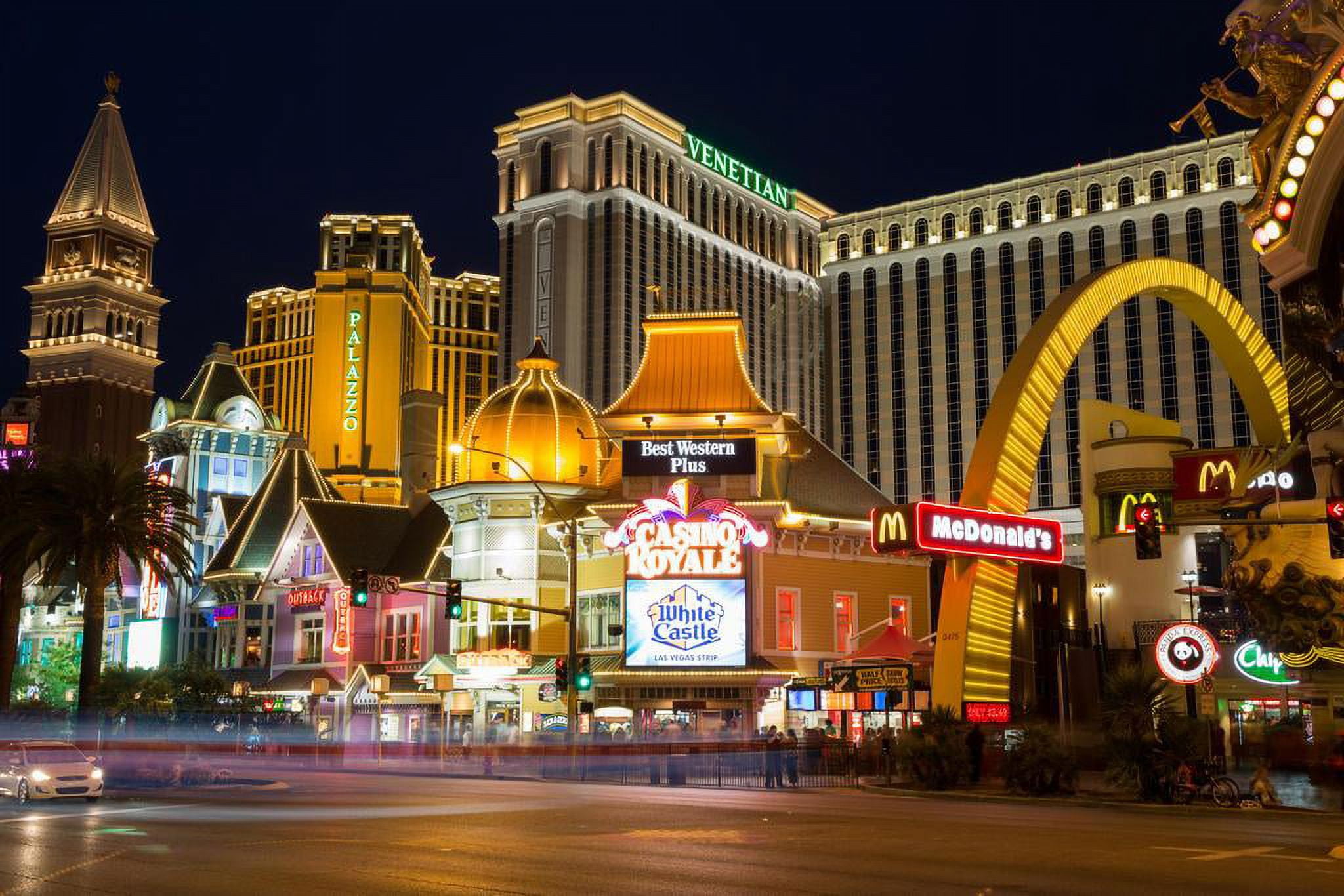 Las Vegas Nevada Strip Illuminated at Night Venetian Palazzo Hotels ...