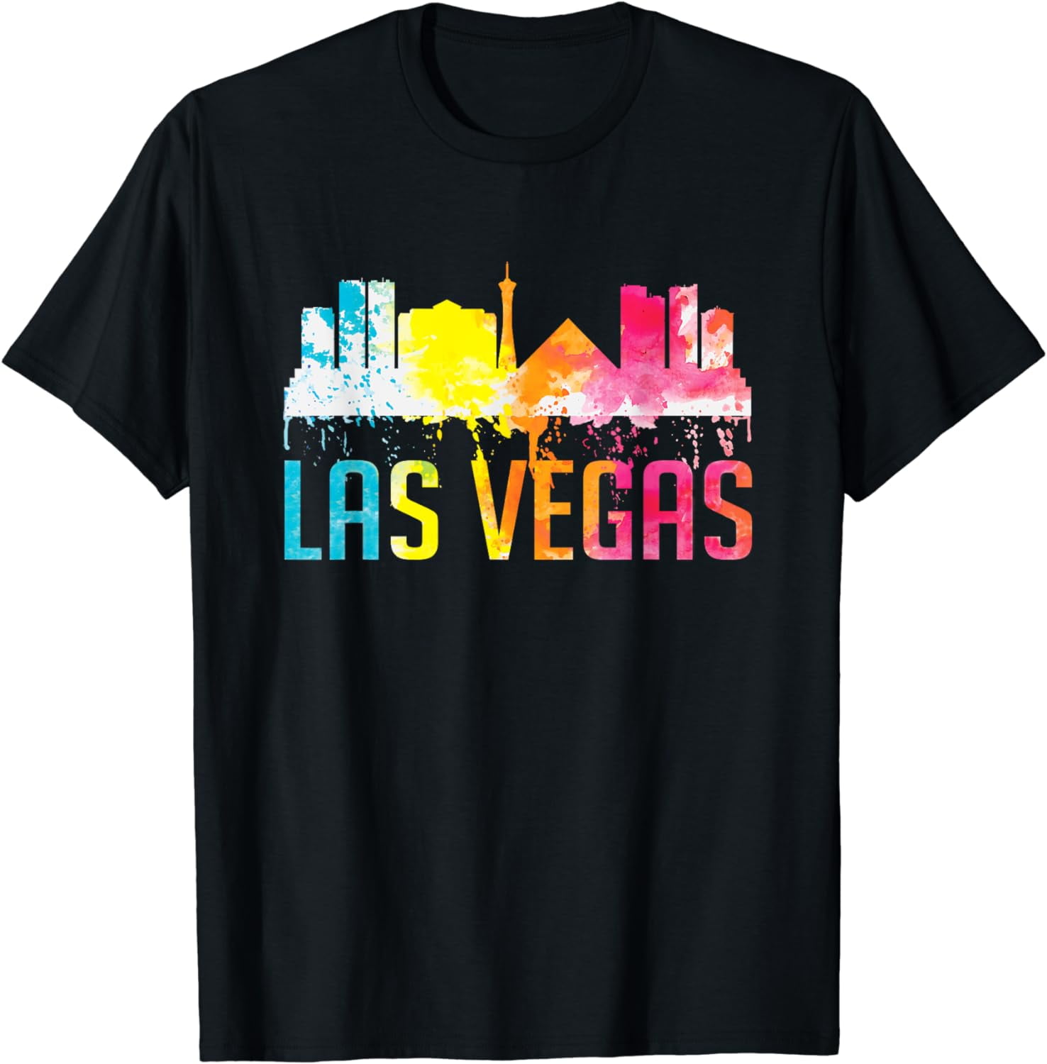 Las Vegas Nevada Watercolor Art City Skyline Souvenir Gift T-Shirt ...