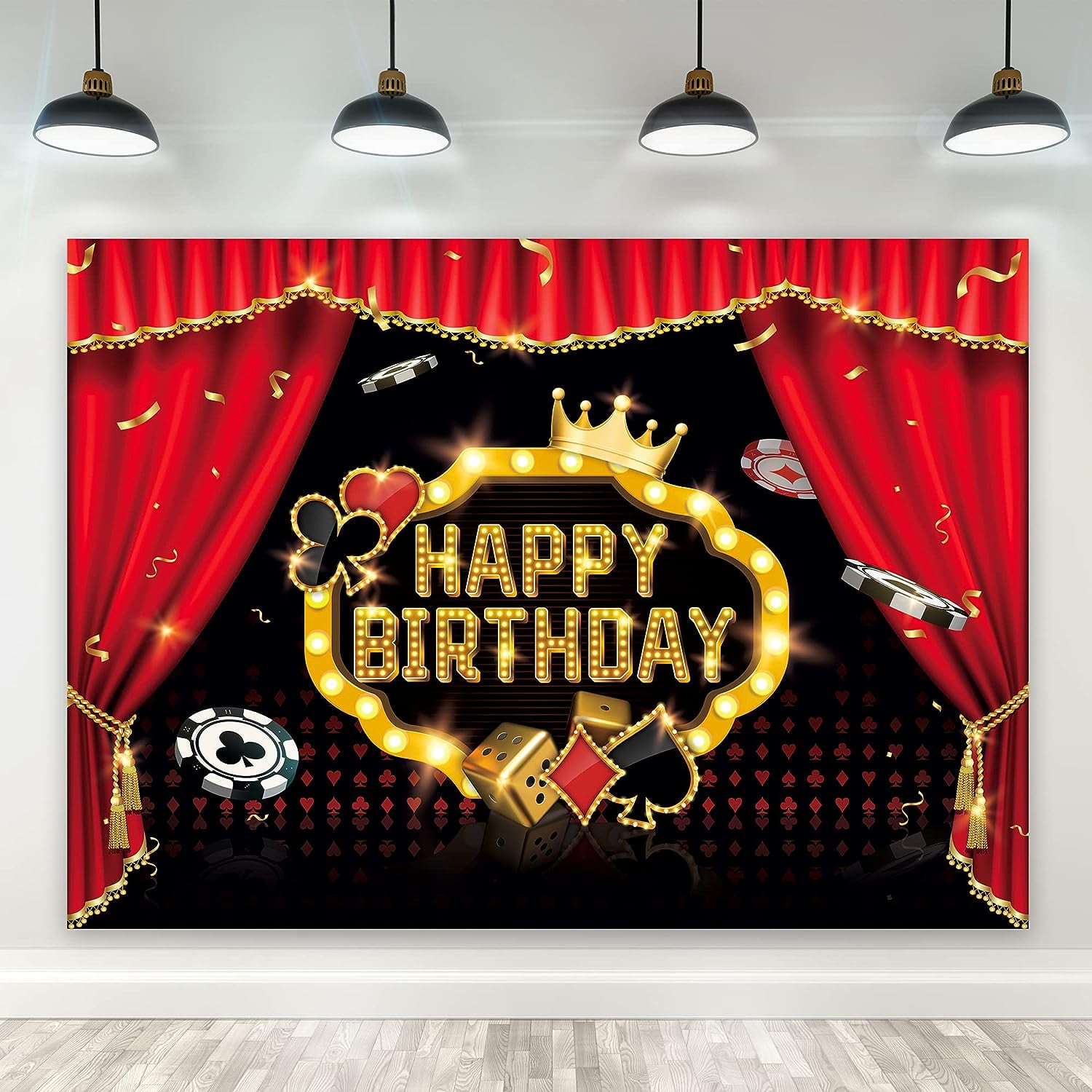 Las Vegas Party Backdrop Casino Theme Party Birthday Polyester Fabric ...