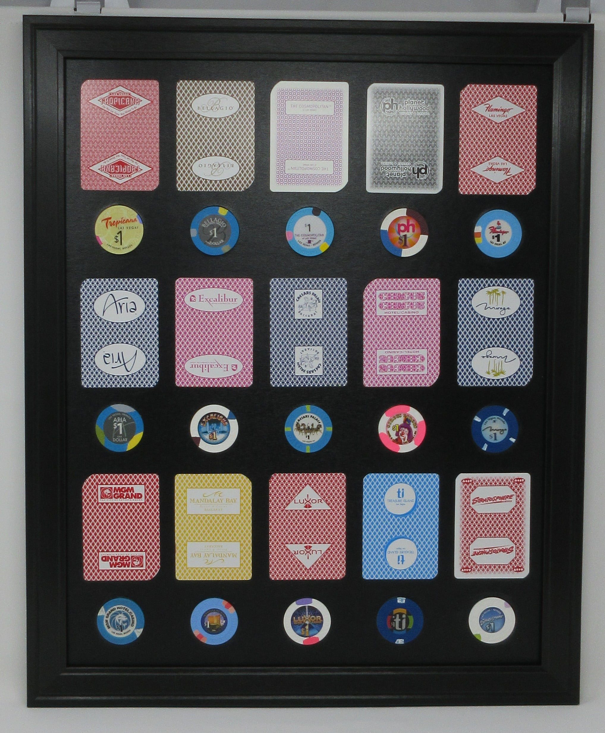 Las Vegas Playing Card and Real Poker Chip Wall Display Picture Frame ...