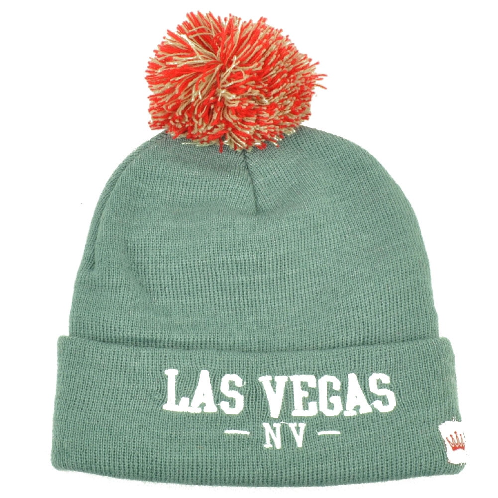 Las Vegas Pom Pom Cuffed Knit Beanie Sin City of Lights Nevada State ...