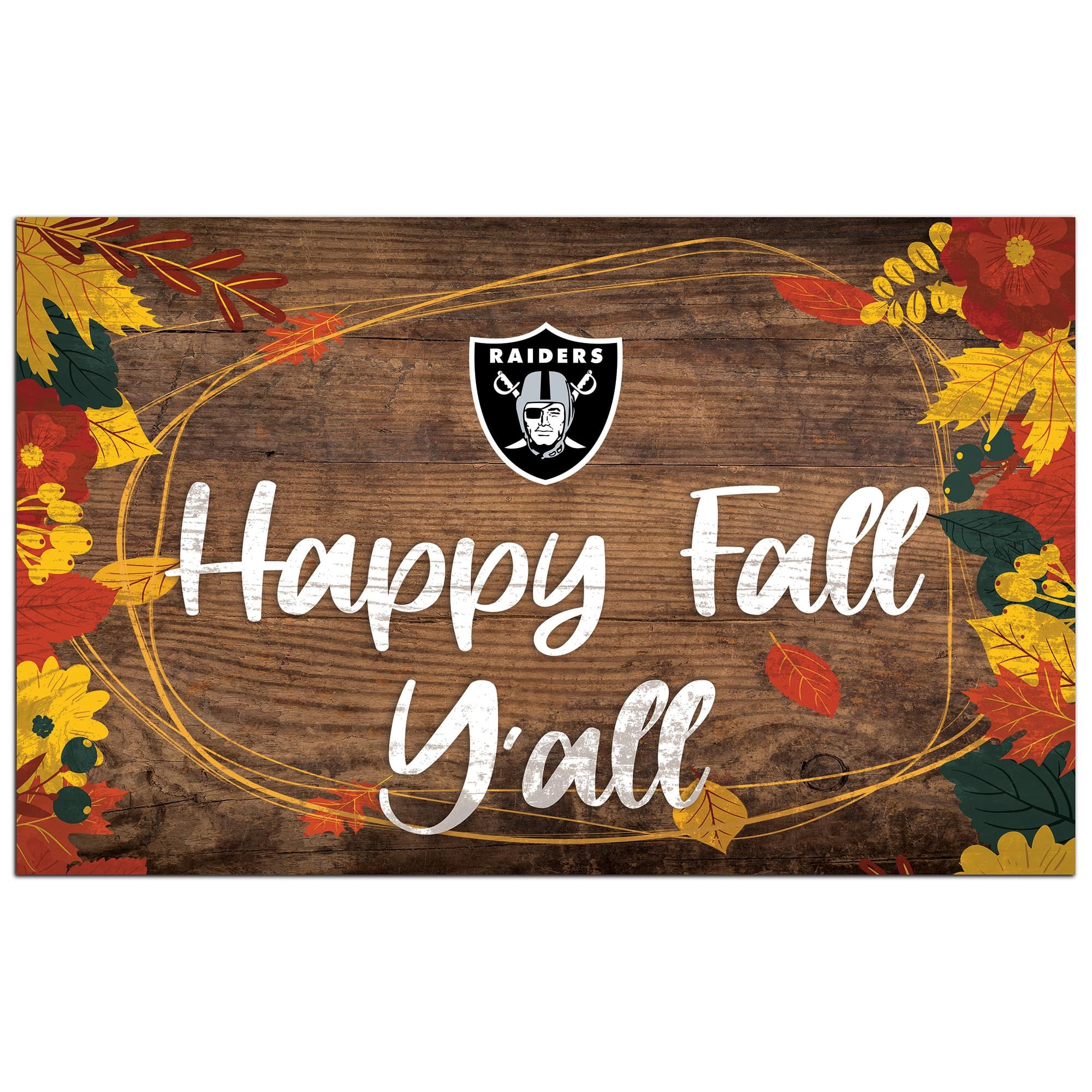 Las Vegas Raiders 11'' x 19'' Happy Fall Y'all Sign - Walmart.com