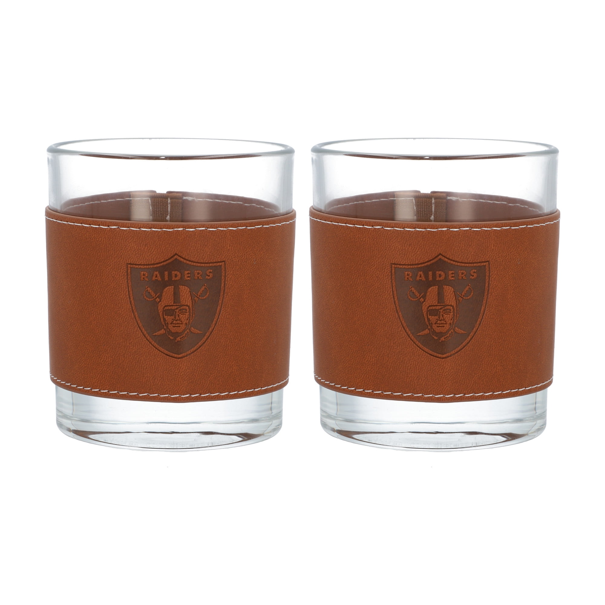 Las Vegas Raiders 2-Pack 12oz Rocks Glass with Leather Wrap - Walmart.com
