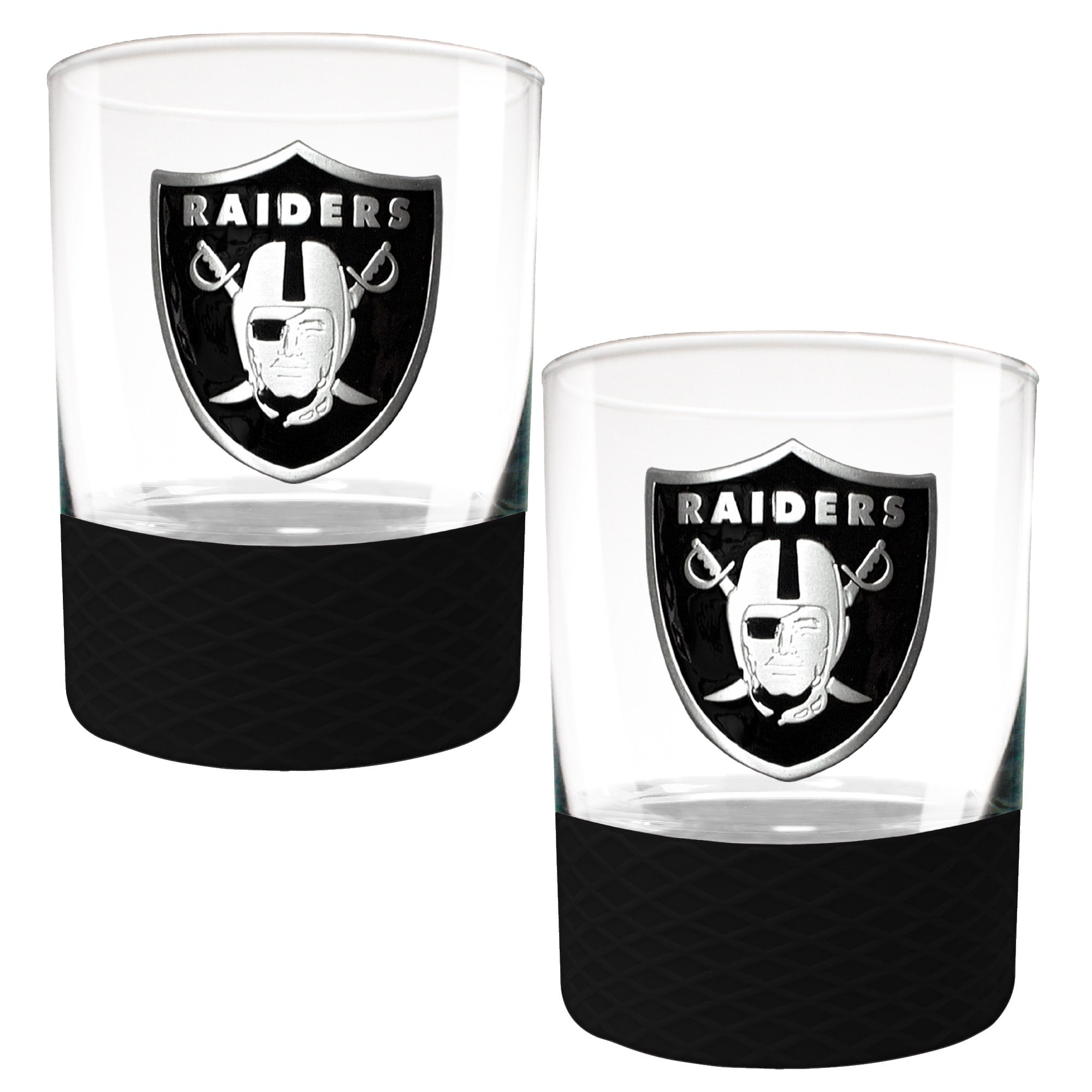 Las Vegas Raiders 2-Pack 14oz. Rocks Glass Set with Silcone Grip ...