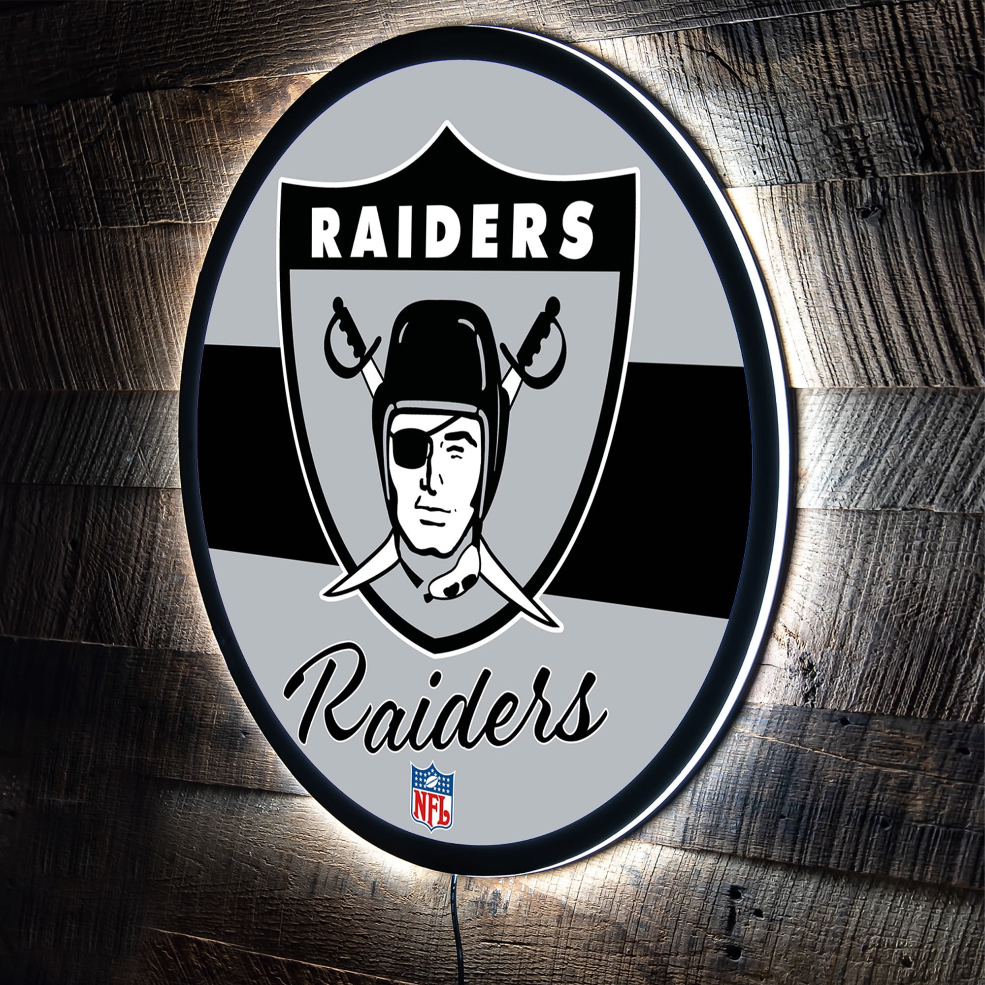 Las Vegas Raiders 23" LED Retro Logo Round Wall Sign - Walmart.com