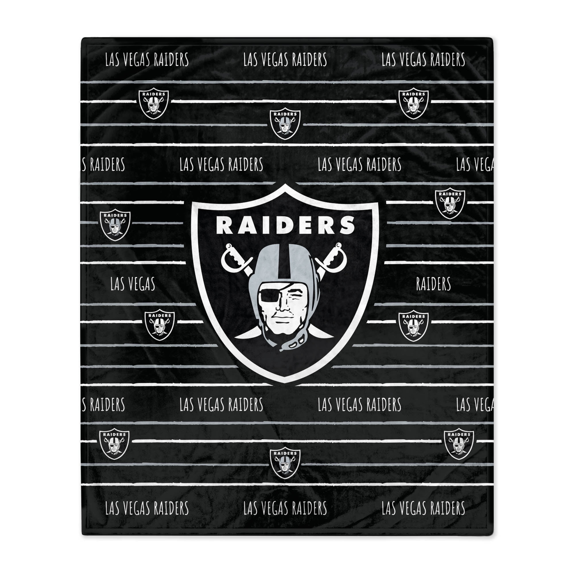 Las Vegas Raiders 50'' x 60'' Logo Stripe Flannel Fleece Blanket ...