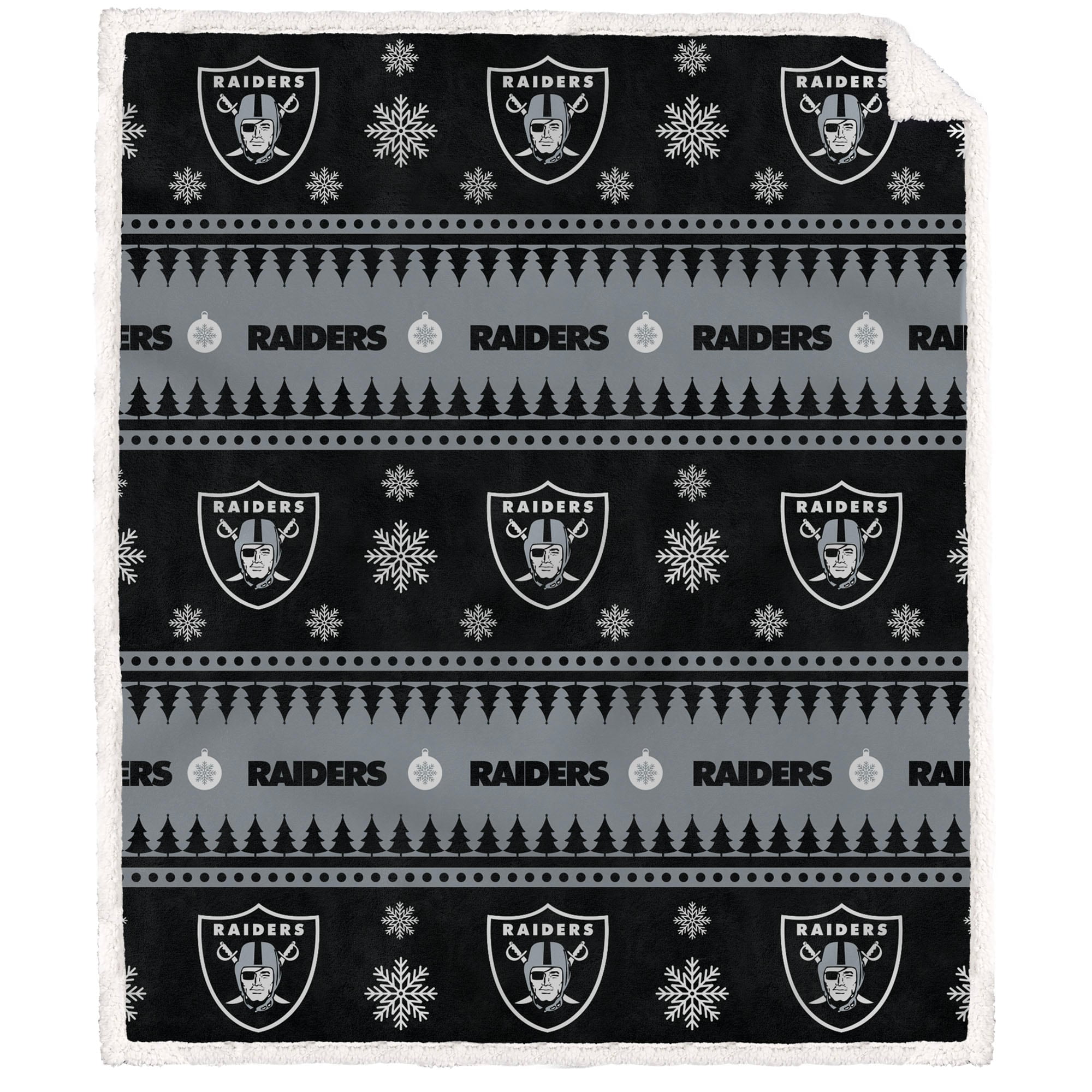 Las Vegas Raiders 60'' x 70'' Holiday Gift Wrap Sherpa Flannel Fleece ...