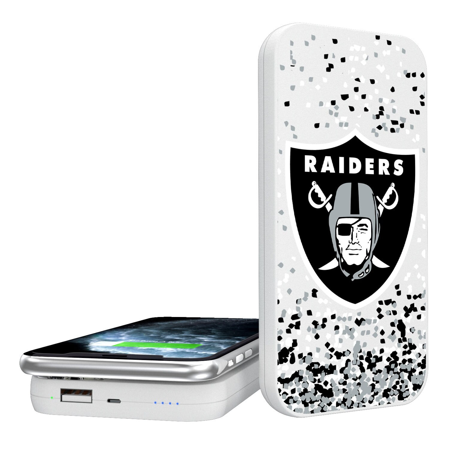 Las Vegas Raiders Confetti Design Wireless 5000mAh Powerbank - Walmart.com