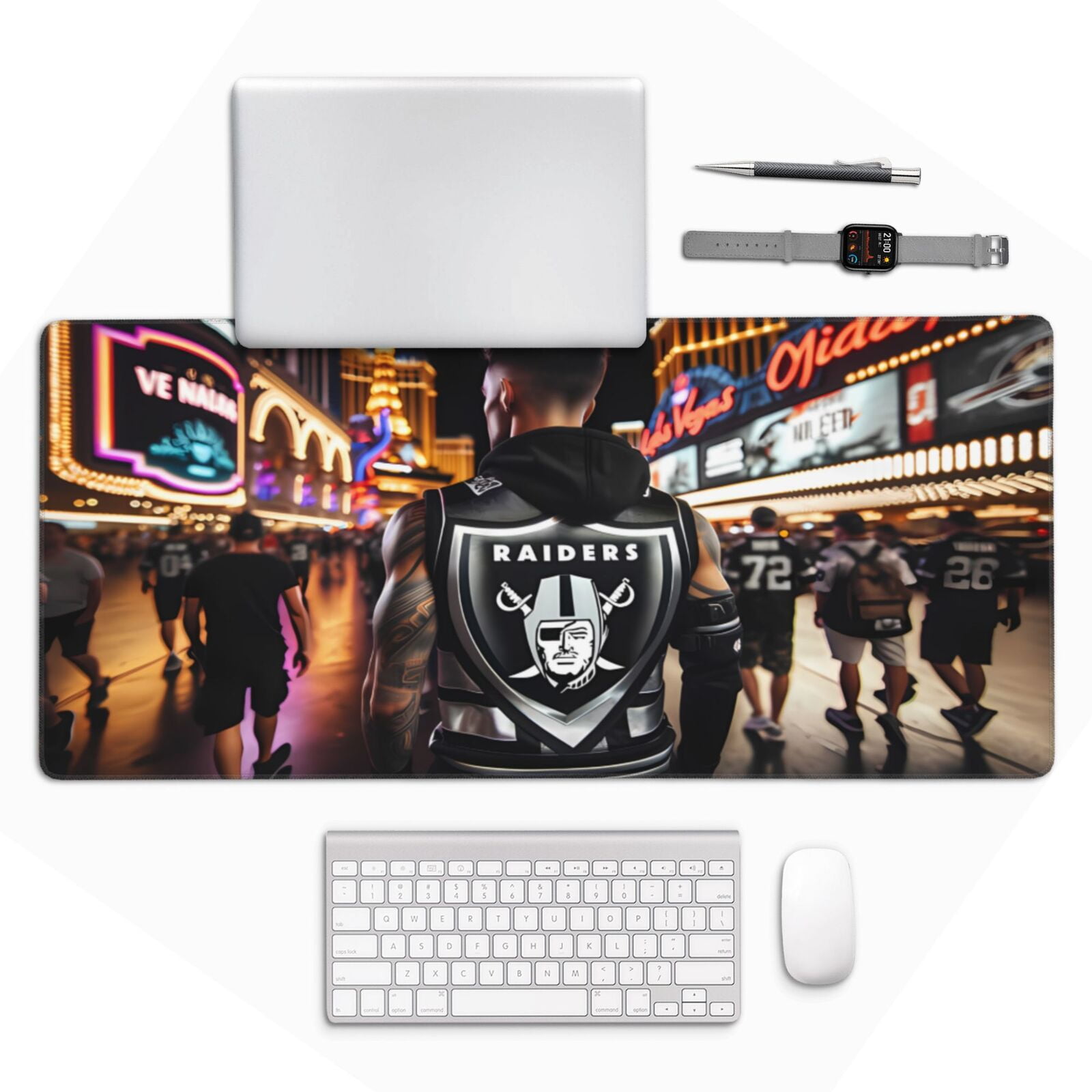 Raiders Football Logo Mouse Pad, Personalized Oversized Rubber Keyboard ...