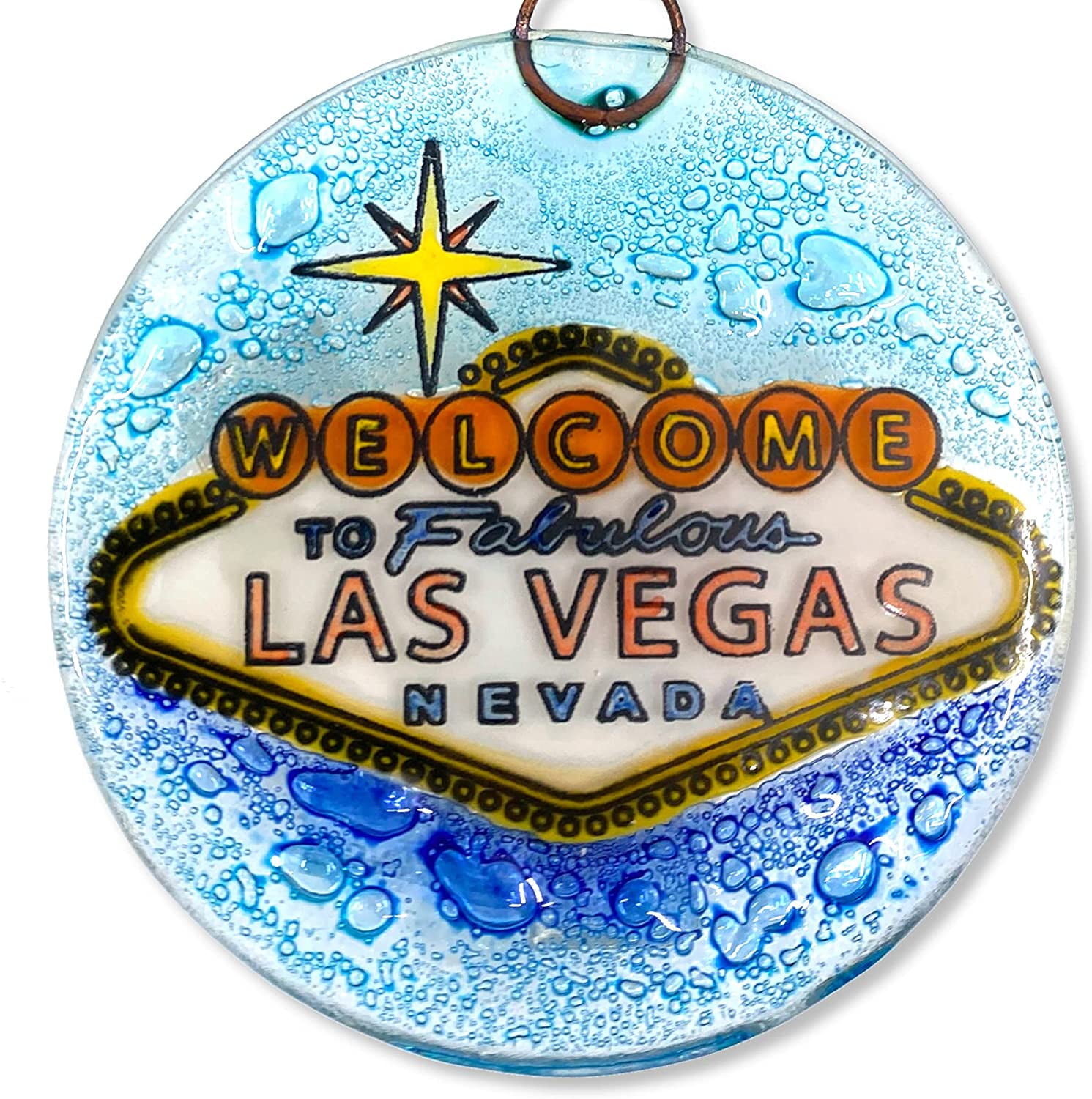 Las Vegas Sign Christmas Tree Ornament - Art Glass Light Catcher ...