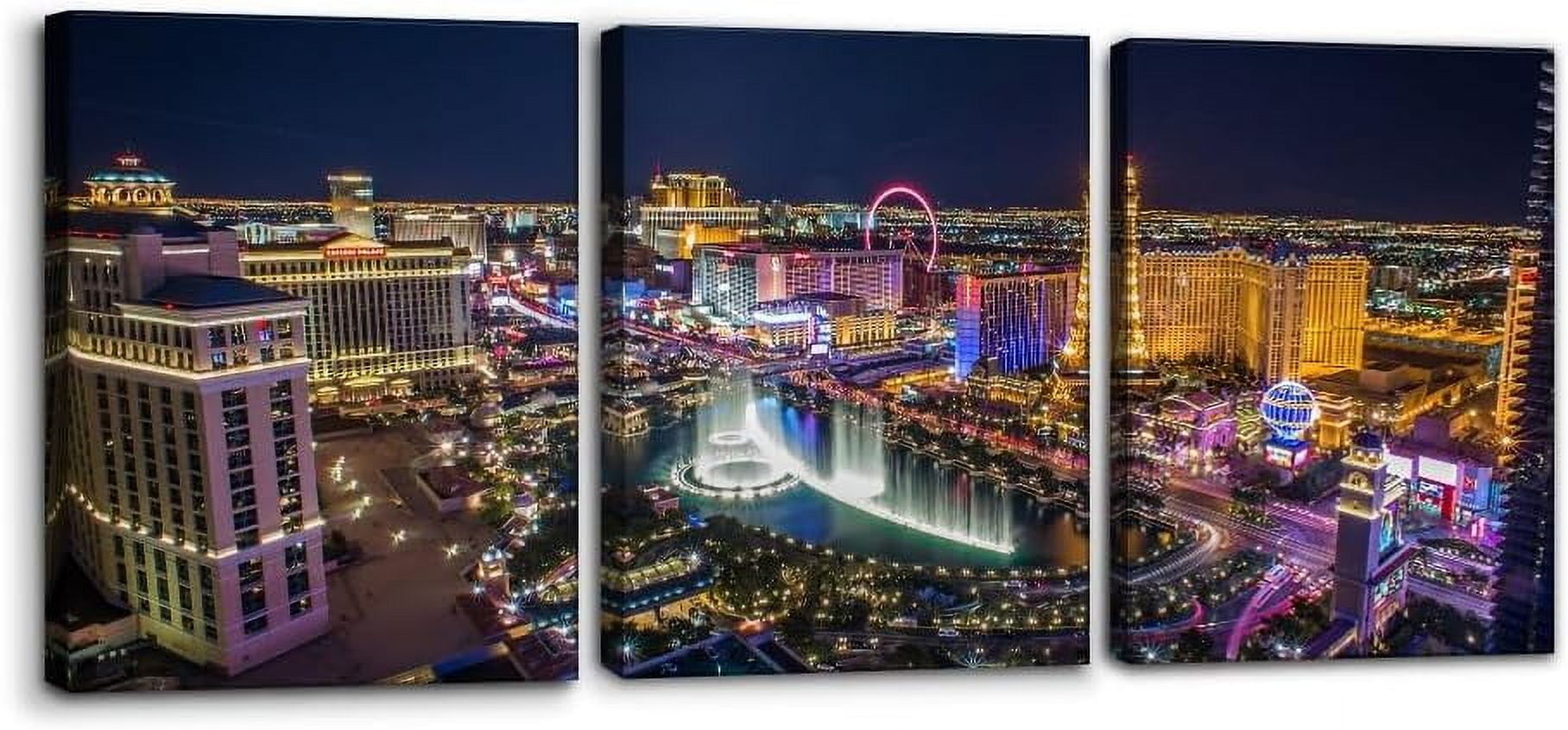 Las Vegas Skyline Wall Art Canvas Painting Cityscape Skyscraper Night ...