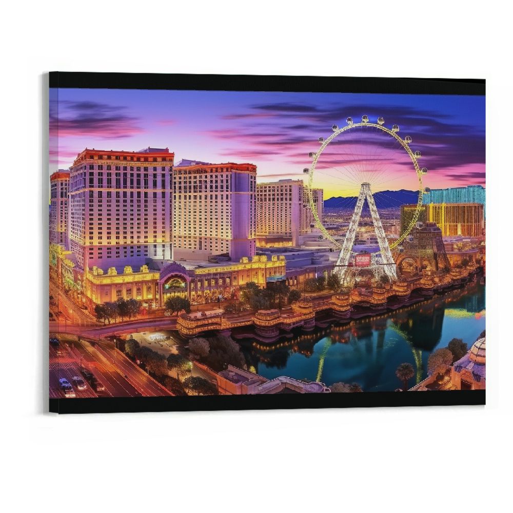 Skyline Wall Art Cityscape Canvas Prints City Building Posters Fountain ...