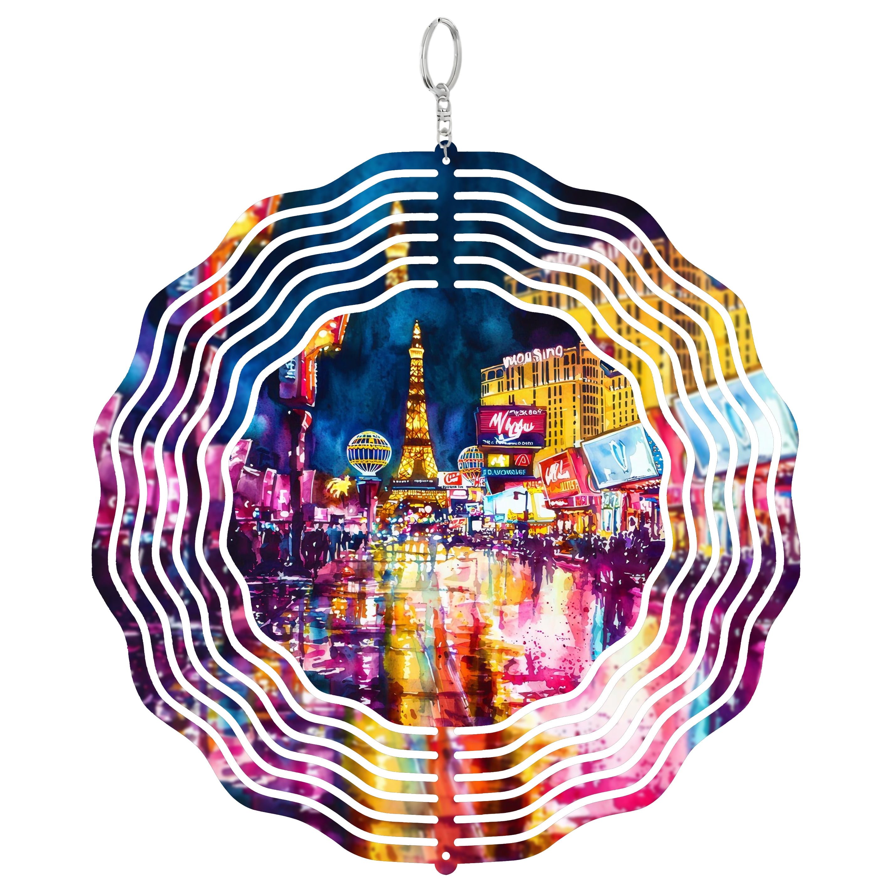 Las Vegas Strip Wind Spinner, 3D Kinetic Hanging Ornament Garden Yard ...