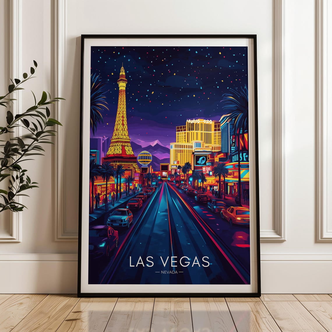 Las Vegas Travel Poster - Nevada Wall Art Print, Illustration Poster ...