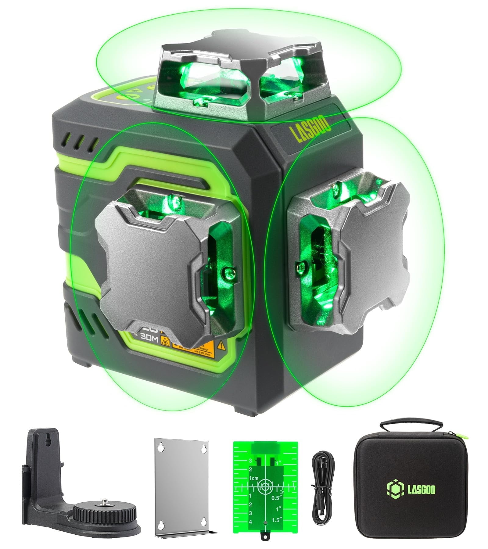 LasGoo LG-3DM Green Laser Level, Self-Leveling 3x360° Cross Line ...