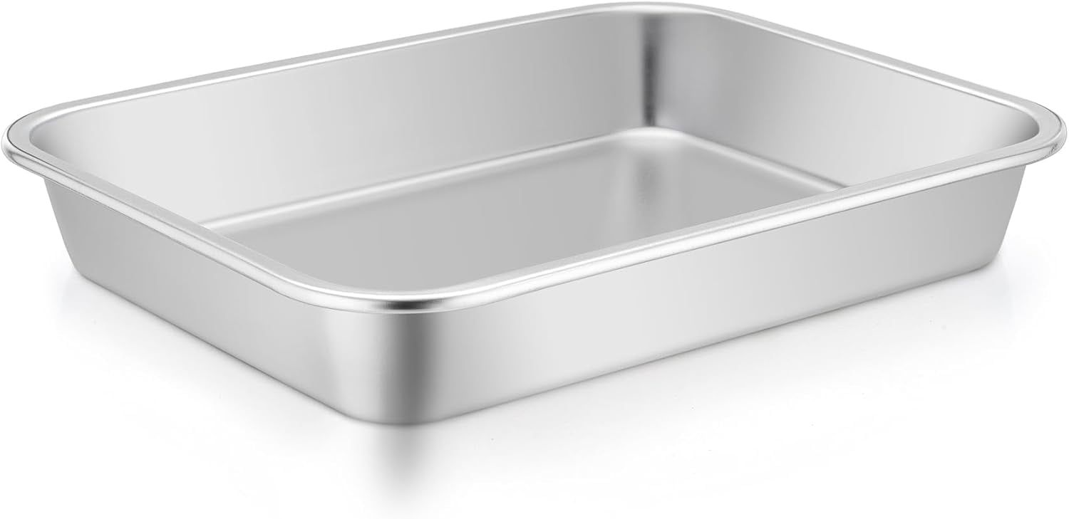 Lasagna Pan, 10.6 x 8.3 1.7inch Stainless Steel Rectangular Cake ...