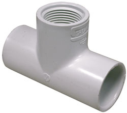 Lasco 402005BC Pipe Tee, 1/2 in, Slip x FPT, PVC, White, SCH 40 Schedule, 600 psi Pressure ...