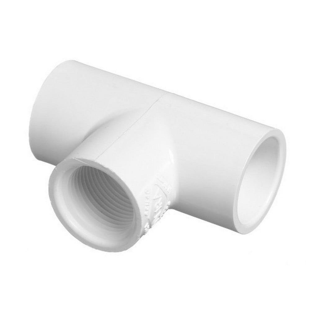 Lasco 402007BC Pipe Tee, 3/4 in, Slip x FPT, PVC, White, SCH 40 Schedule, 480 psi Pressure ...