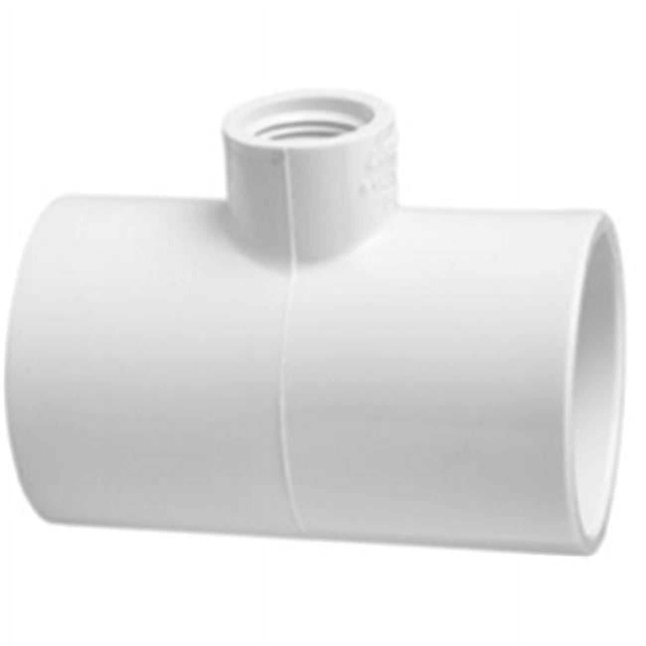 Lasco 402131BC Reducing Pipe Tee, 1 x 3/4 in, Slip x FPT, PVC, White ...