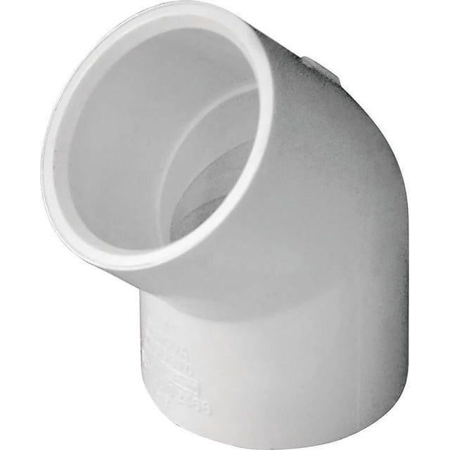 Lasco 417010BC Pipe Elbow, 1 in, Slip, 45 deg Angle, PVC, White, SCH 40 ...