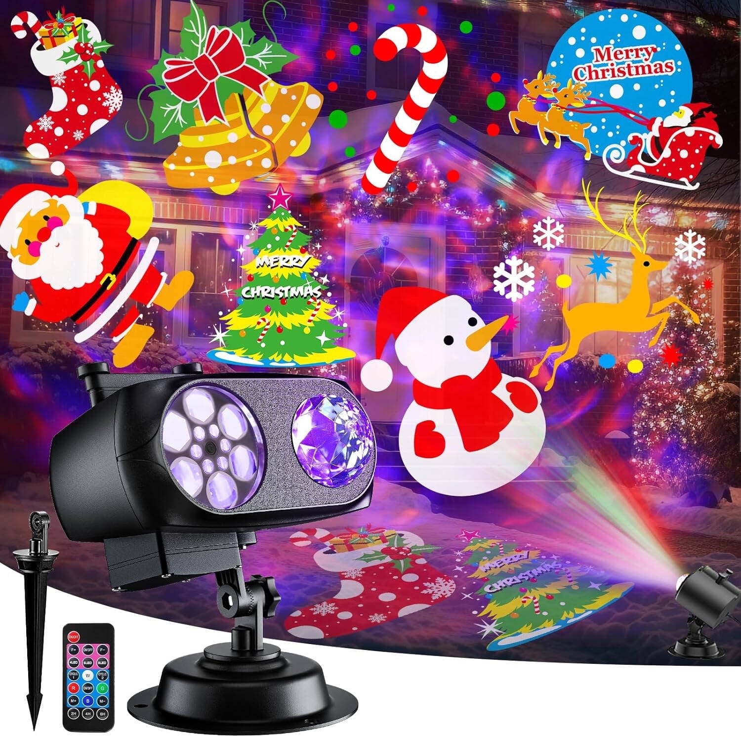 Morfone Christmas Projector Lights Outdoor, 2-in-1 HD Holiday Projector ...