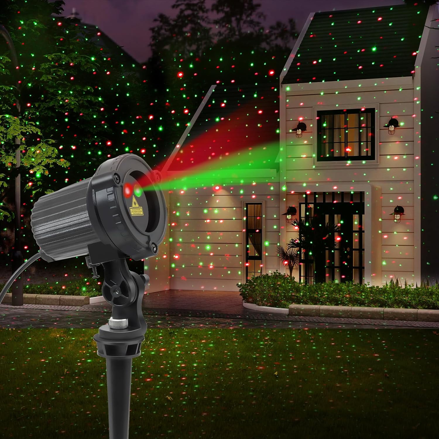 Laser Christmas Projector Lights Outdoor, Outdoor Garden Light, Landscape with Red and Green ...
