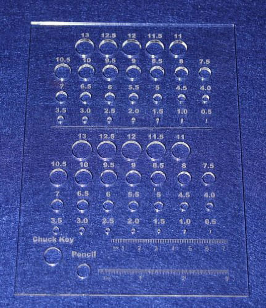 Laser Cut Drill Bit Storage Acrylic Template -Metric Small Sizes 1/8 ...