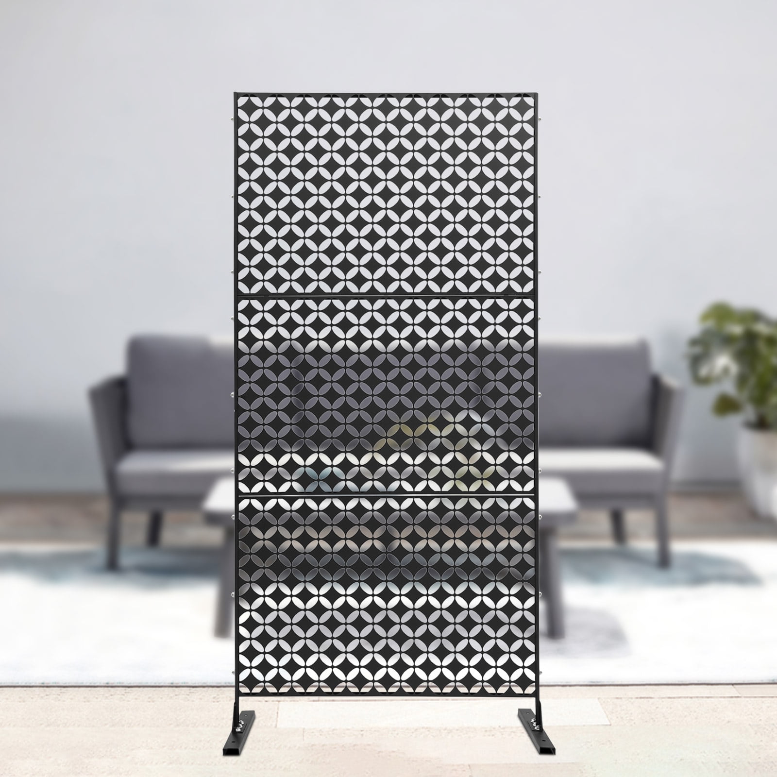 Laser-Cut Patio Privacy Screen, Adjustable Height with Removable Panels ...