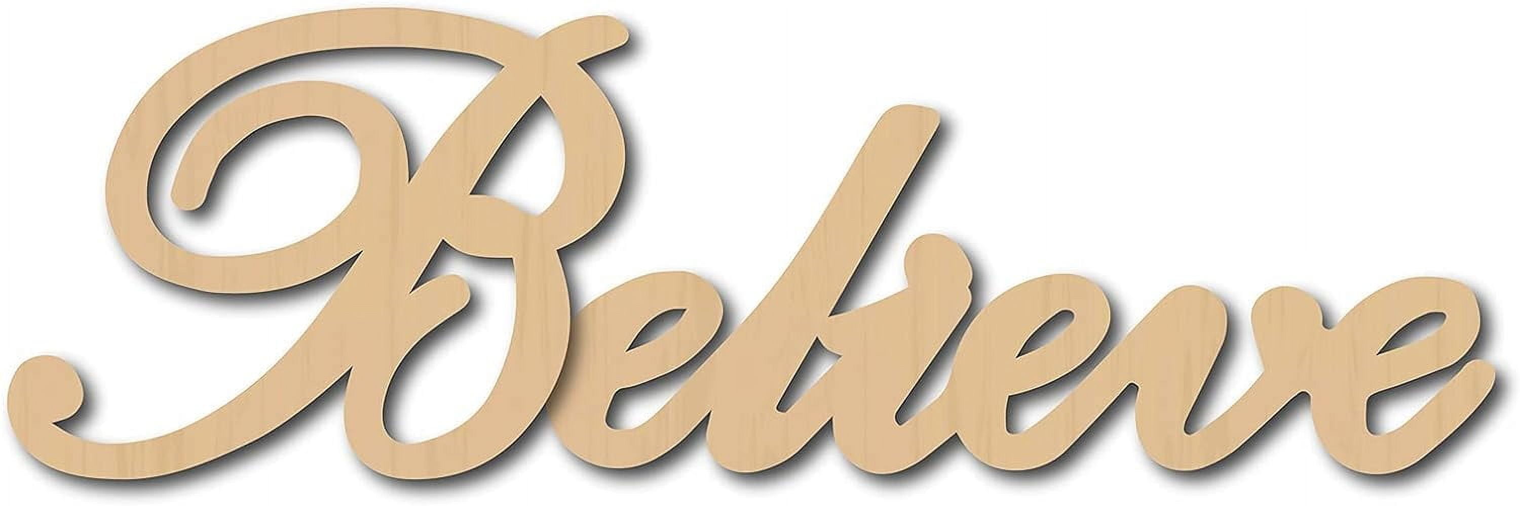Laser Cut Wood Sign Wall Art Believe Letter Sign Heart Decorative Wall ...
