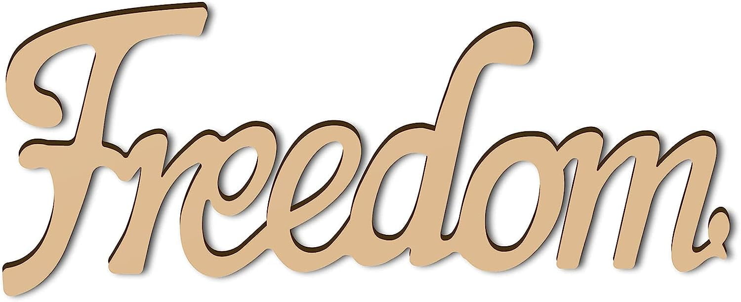 Laser Cut Wood Sign Wall Art Freedom Letter Sign Decorative Wall ...