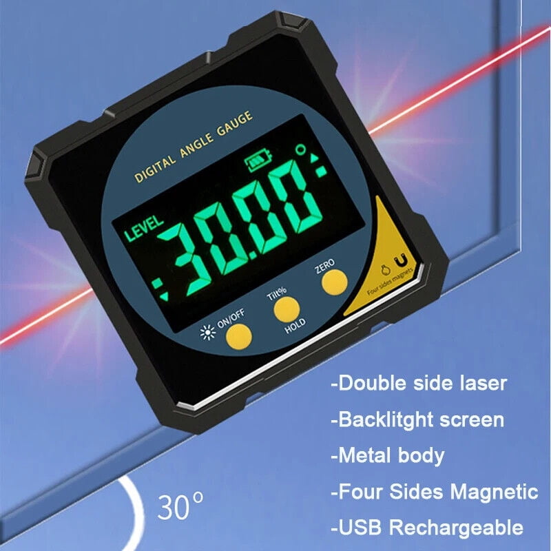 Laser Digital Protractor Inclinometer USB Magnet Measurement Tool ...