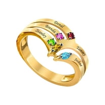 Personalized Laser Engraved Family Ring with Up to Four Birthstones ...