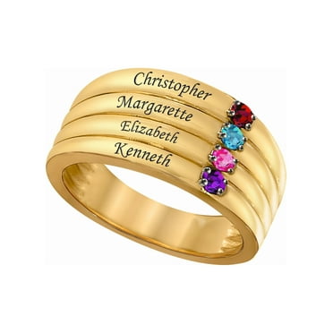 Laser Engraved Family Ring with Up to Six Birthstones - Walmart.com