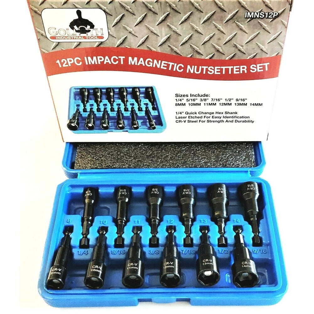 Laser Etched Impact Magnetic Nut Setter Driver Bit Set 12 Pieces ...