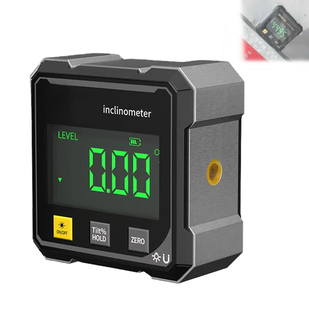 "Laser-Guide" Digital Protractor - 4-Side Neodymium Magnetic Angle ...