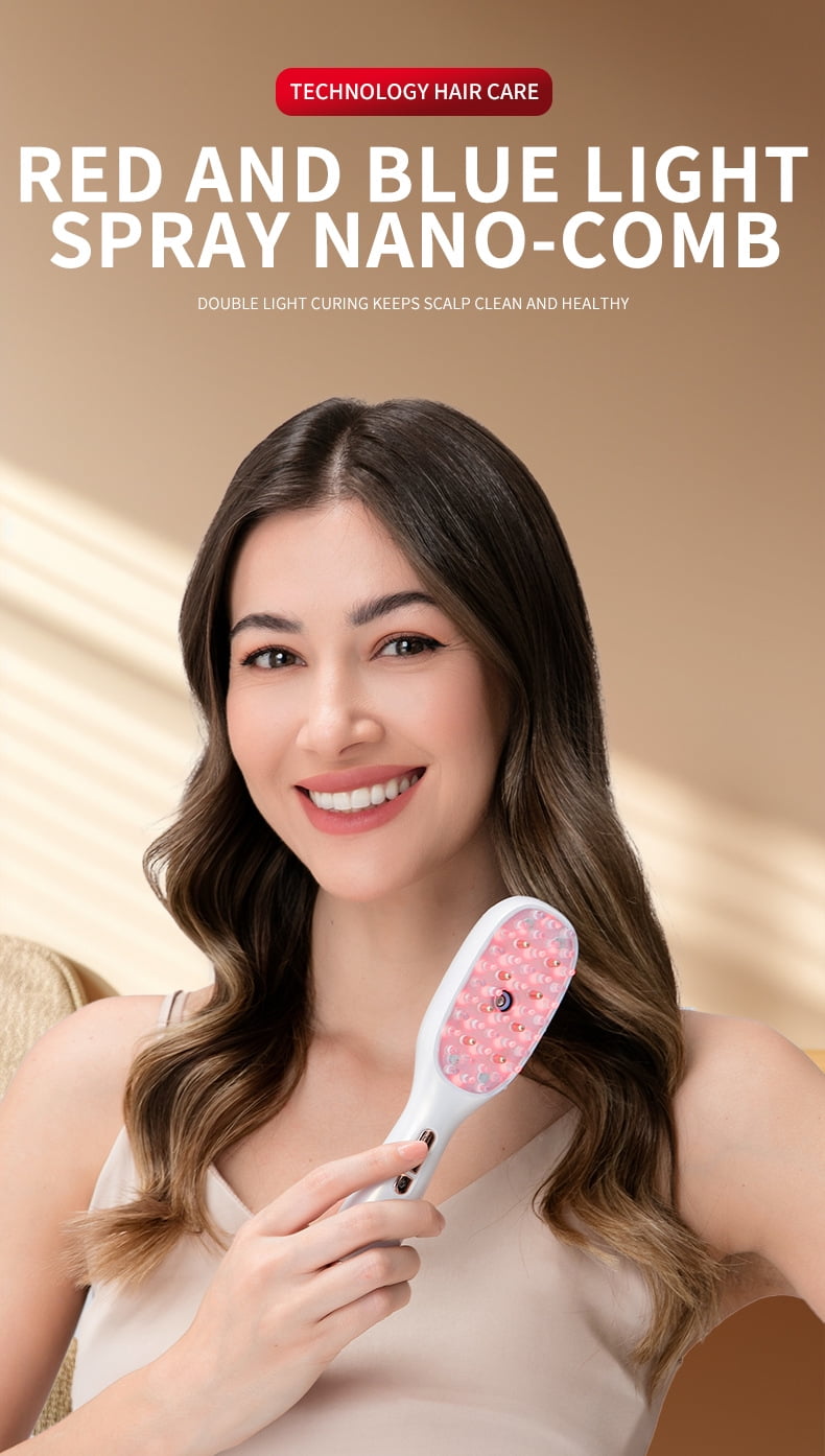 Laser Hair Growth Comb, Hair Oil Applicator Brush, Red Blue Light ...