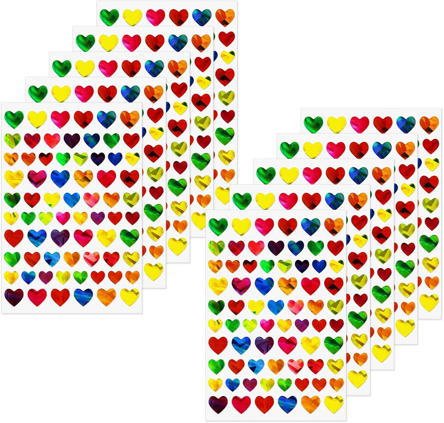 Laser Heart Stickers Self Adhesive Shiny Sparkle Labels School ...