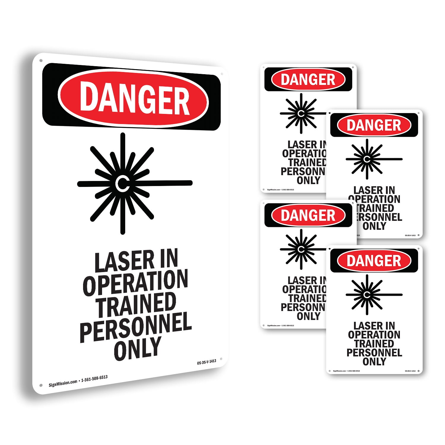 Laser In Operation OSHA Danger Rigid Plastic Sign 10 Inch x 7 Inch - 5 ...