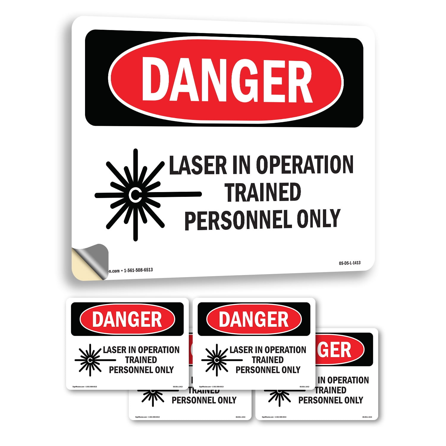 Laser In Operation Trained Personnel Only OSHA Danger Vinyl Decal Label ...