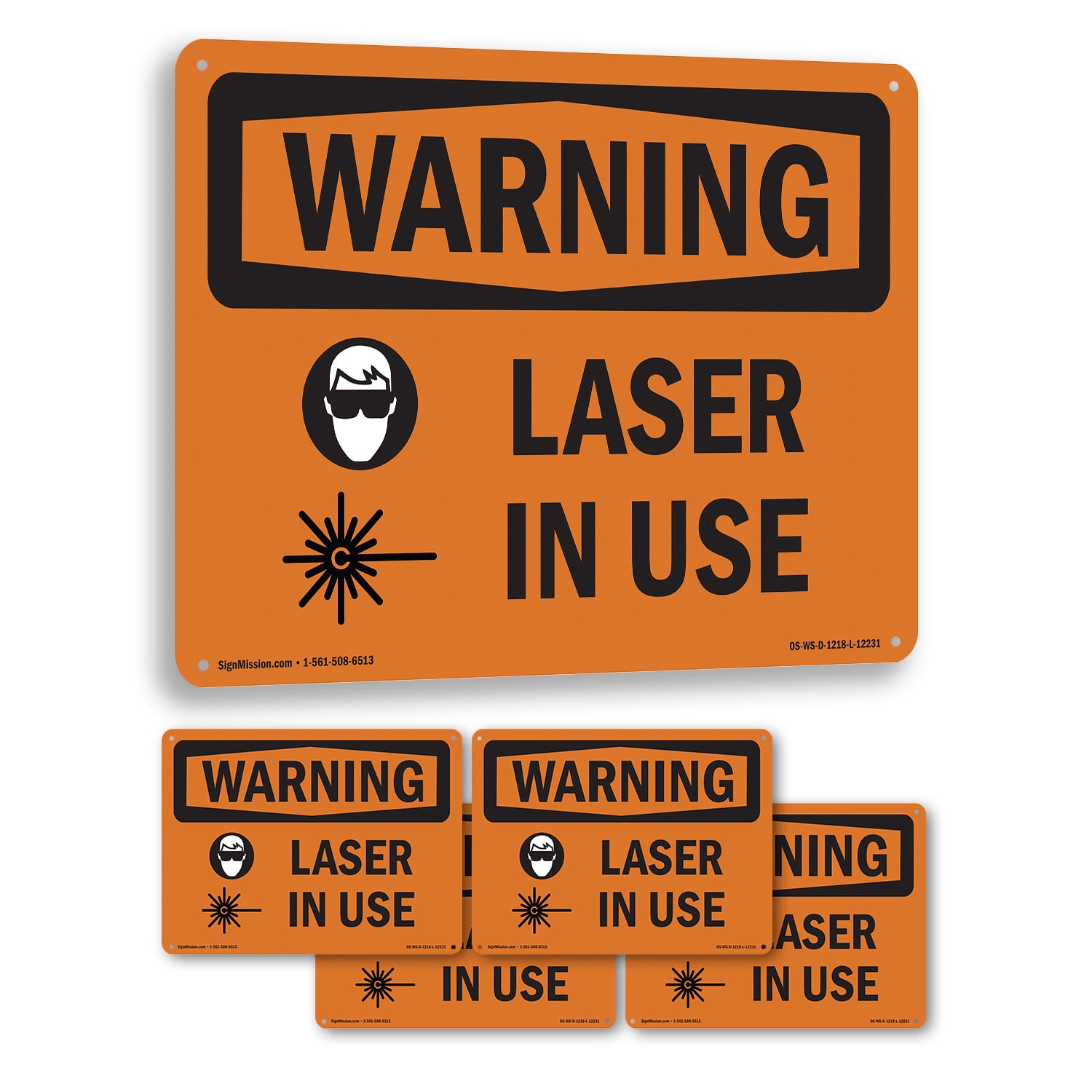 Laser In Use With Symbol OSHA WARNING Aluminum Sign 14 Inch x 10 Inch ...