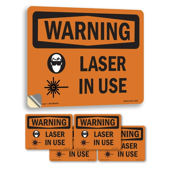 Laser In Use With Symbol OSHA WARNING Vinyl Decal Label 24 Inch x 18 ...