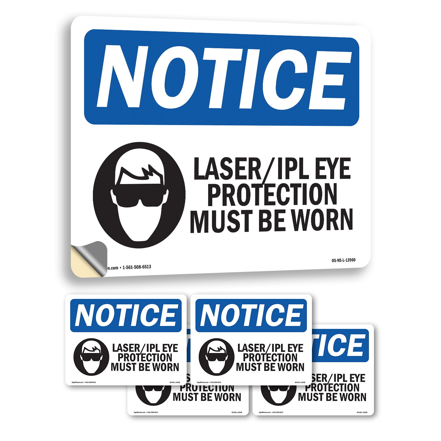 Laser Ipl Eye Protection Must Be Worn With Symbol OSHA Notice Vinyl ...