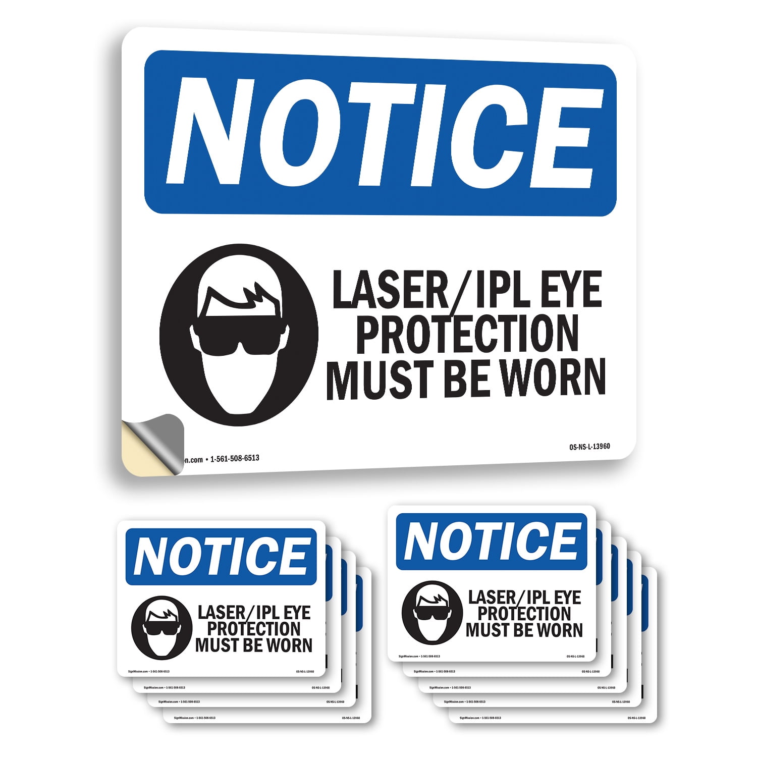 Laser Ipl Eye Protection Must Be Worn With Symbol OSHA Notice Vinyl ...