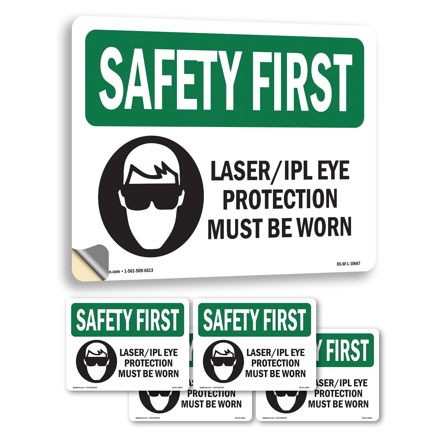 Laser Ipl Eye Protection Must Be Worn With Symbol OSHA SAFETY FIRST ...