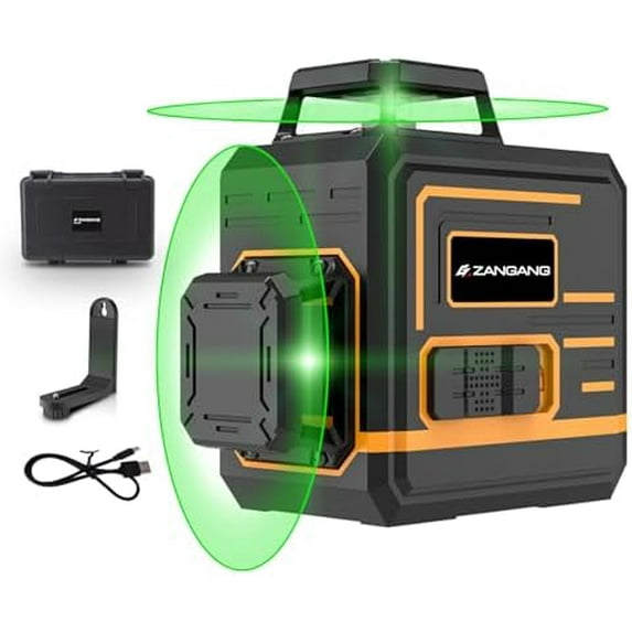 Laser Level, 8 Lines Laser Level Tool 2x360° Green Line Cross for Leveling Tool for Construction ...