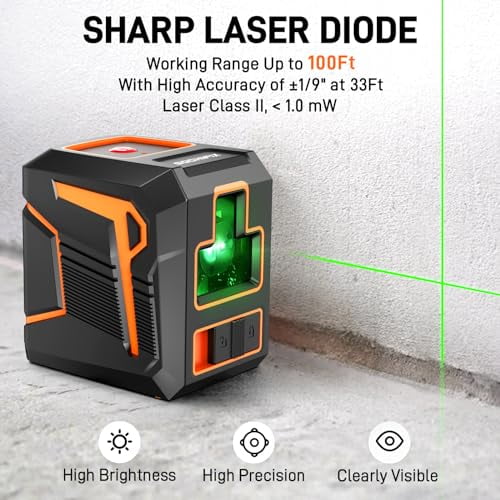 Laser Level GOCHIFIX Self Leveling Cross Line Laser 100ft Green Cross ...