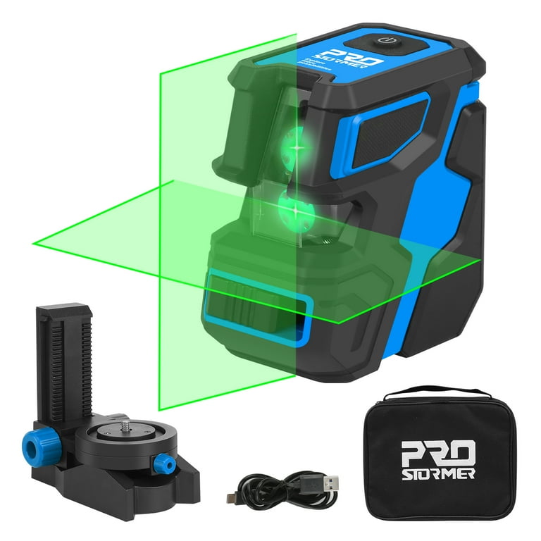 Laser Level Self Leveling PROSTORMER Horizontal and Vertical Cross Line Laser Tool with Rechargeable Battery Adjustable Magnetic Stand and Storage