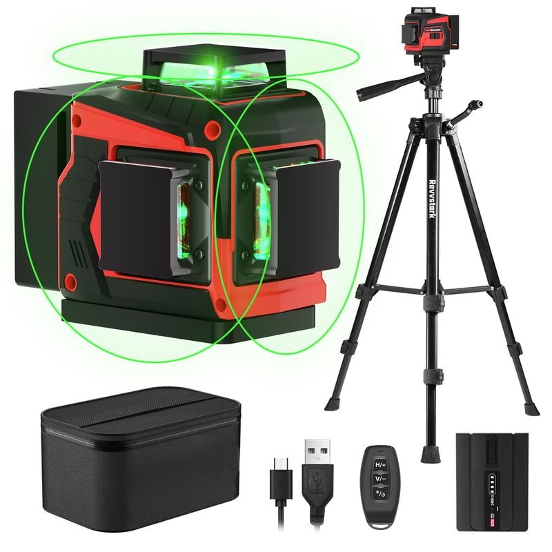 Laser Level with Tripod, 3x360° Green Line Laser Tool with Self ...