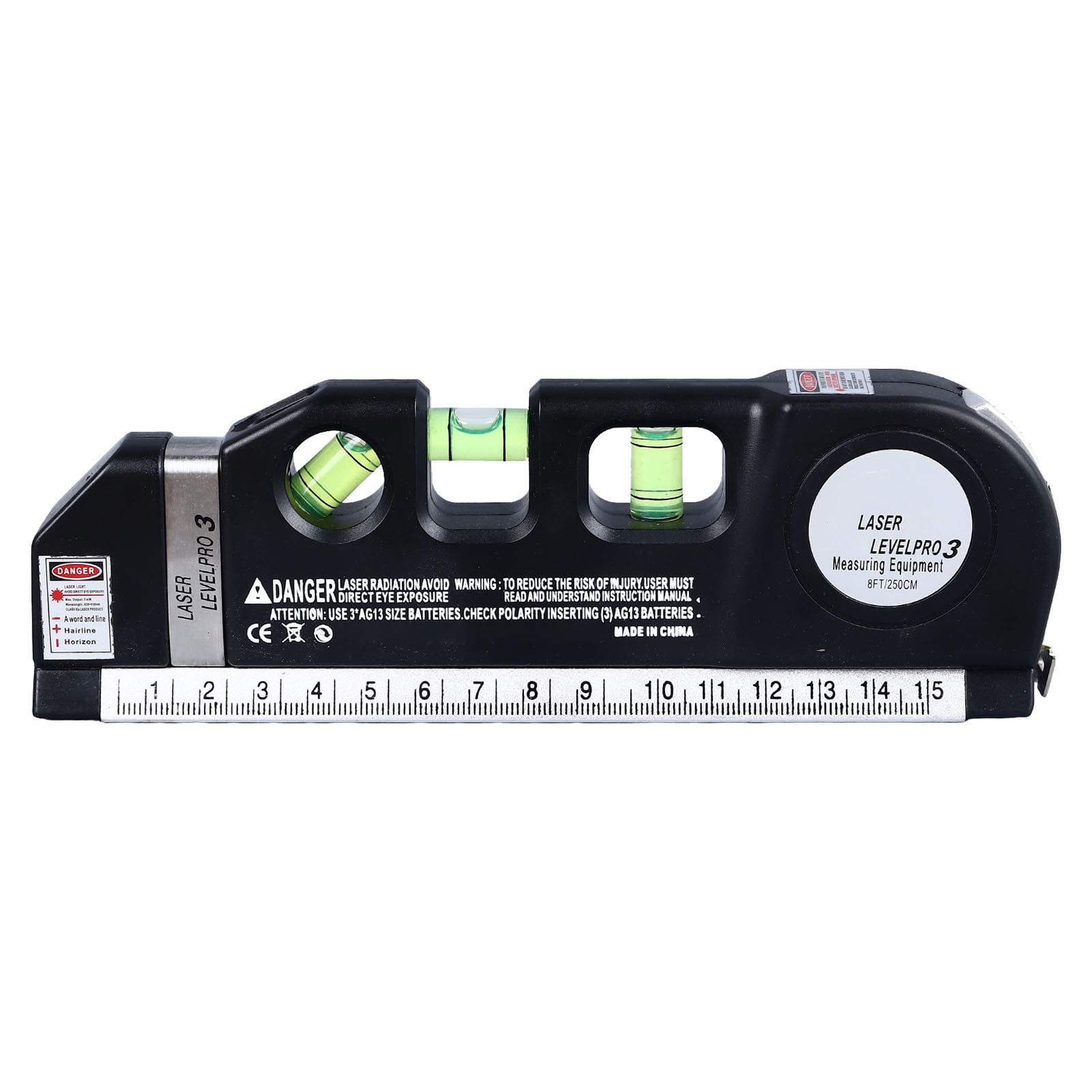 Laser Leveler 3 in 1 Bubble Level Tape Measure Scale Ruler ...